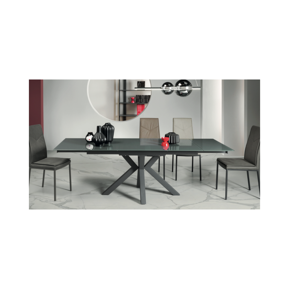 TAVOLO JACKY | PIANO | GRES PORCELLANATO | VETRO